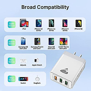 USB Wall Charger, Yosou 3-Port Fast Charging Block 33W Quick Charge 3.0 Wall Charger Plug USB Cube Power Adapter Charger Block for iPhone Xs/XS Max/XR/X/8/7/6, Samsung, LG, Tablets, Kindle and More