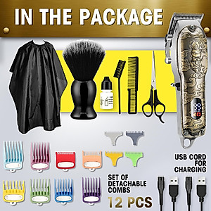 Karrte® Professional Hair Clippers for Men Hair Trimmer Barber Clippers Set Beard Trimmer Cordless Hair Cutting Grooming Haircut Kit with T-Blade Zero Gapped Rechargeable Adjustable LED Display