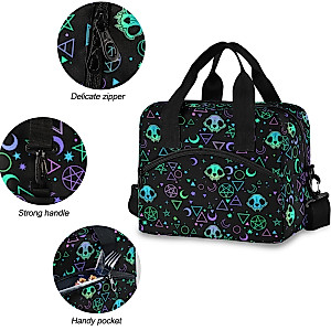 MNSRUU Insulated Lunch Bag Magic Skulls Lunch Bag Women Lunch Tote Men Lunch Cooler Bag Reusable Leakproof Lunch Box For Work School