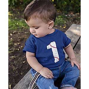 Baseball Number 1 1st Birthday Shirt Gifts for One Year Old Infant Kids T-Shirt 12M Navy