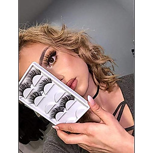 3D Mink False Eyelash LASGOOS Degisn Luxurious Natural Messy Volume Fluffy Long Hot Fake Eyelashes 5 Pairs/Box A11-5