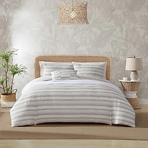 Tommy Bahama - Duvet Cover Set, Luxuriously Soft Bedding with Matching Shams, Textured Striped Jacquard Home Decor (Island Micro Ivory, King)