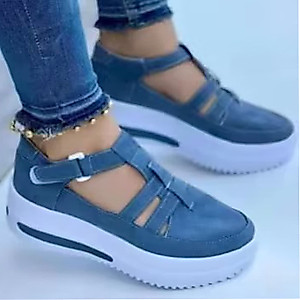 Women's Swezida Orthopedic Walking Shoes with Arch Diabetes Support Mesh Breathable Sneakers Thick Sole Wedge Casual Sandals (Black,5)