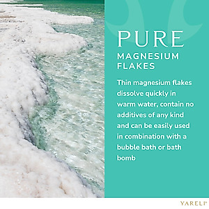 Yareli Dead Sea Bath & Foot Soak, Unscented Magnesium Bath Salt Flakes, Alternative to Epsom Salt, 5lbs with Over 250,000mg of Elemental Magnesium Per Bag