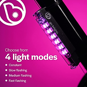 Brightz GoBrightz LED Bike Frame Light, Pink - LED Bike Frame Light for Night Riding - 4 Modes for Flashing or Constant Glow - Fun Safety Light Bike Accessories for Kids, Boys, Girls, Teens & Adults