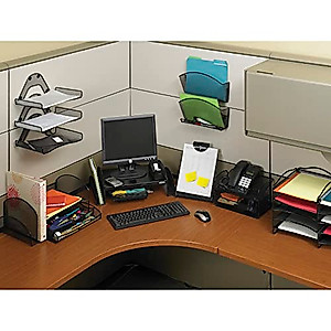 Safco Onyx Mesh Telephone Stand with Drawer, 2160BL - Office File Storage & Angled Top Platform - Powder Coated Steel - 9.25 x 11.75 x 7 Inches