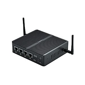 Baieyu Firewall Mini PC Quad Core Celeron J4125 with 8GB DDR4 256GB SSD OPNsense Firewall PC Support 4K HD, 4 × 2.5GbE LAN, 1 × HD, 1 × RS232 COM, 2 × USB3.0, 4 × USB2.0 Ports, Dual Band WiFi, BT4.0