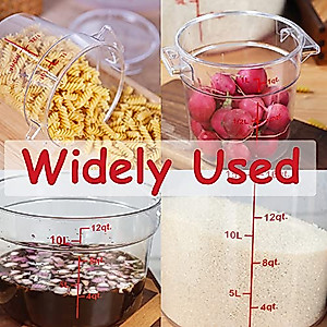 Casipan 6 QT. Clear Round Storage Box Container with Red Gradations Plastic Space Saving For Home or Commercial Kitchen use, Food Prep and Storage, 1 Piece (6QT)