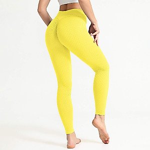 Textured High Waist Yoga Pants for Women Tummy Control Slimming Booty Butt Lift Leggings Anti Cellulite Workout Tights