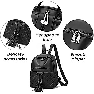 I IHAYNER Girls Fashion Backpack Purse for Women Mini Backpack for Teen Girls PU Leather Multipurpose Travel Backpack with Charm Tassel Black