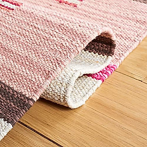 SAFAVIEH Cotton Kilim Collection 4' x 6' Red / Ivory KLC301Q Handmade Southwestern Boho Tribal Cotton Area Rug