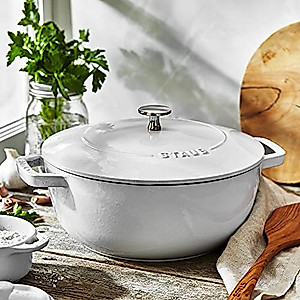 Staub Cast Iron Dutch Oven, 3.75Qt, serves 3-4, Made in France, White