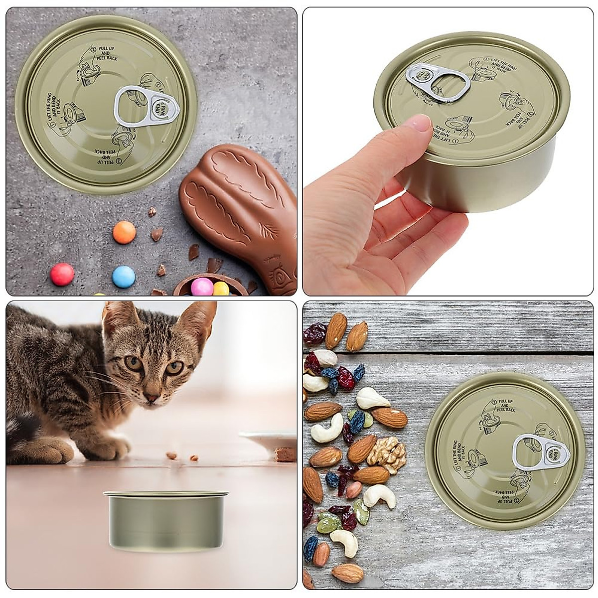 Luxshiny 12pcs Food Grade Self-Seal Tin Cans with Lids: 3.26X3.26X1.65 Inch Round Tinplate Containers for Cat Food Candies Lotions Balms Herbs, Empty Refillable Metal Jars for Storage