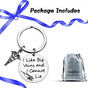 Dabihu Phlebotomist Keychain, I Like Big Veins and I Cannot Lie, Funny Nurse Gift for Phlebotomist, Graduation, Christmas, Birthday, Keyring