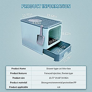 AOSUI Covered Cat Litter Box Extra Large Foldable Litter Box Odor Filter Front Entry Top Exit Litter Box with Lid for Cats, Enclosed Cat Potty with Cat Litter Scoop and Cat Litter Mat Easy Clean