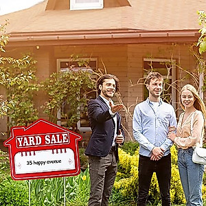 Thyle 12 Pack Yard Sale Signs with Stakes 16'' x 12'' High Visibility Sale Sign Protection Against Wind, Rain and Snow Weatherproof for Garage House Business or Personal Use(Red)