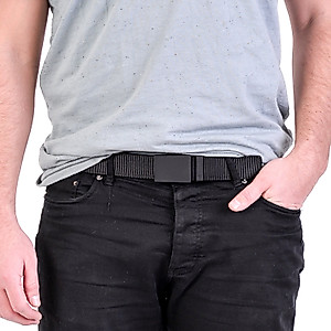 Mission Belt Men's Ratchet Belt - Stealth - Matte Black Buckle/Black Nylon Strap, Medium (33-35)