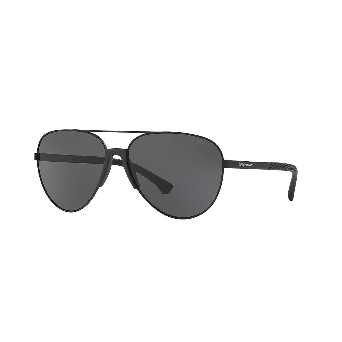 Emporio Armani Men's EA2059 Aviator Sunglasses, Matte Black/Grey, 61 mm