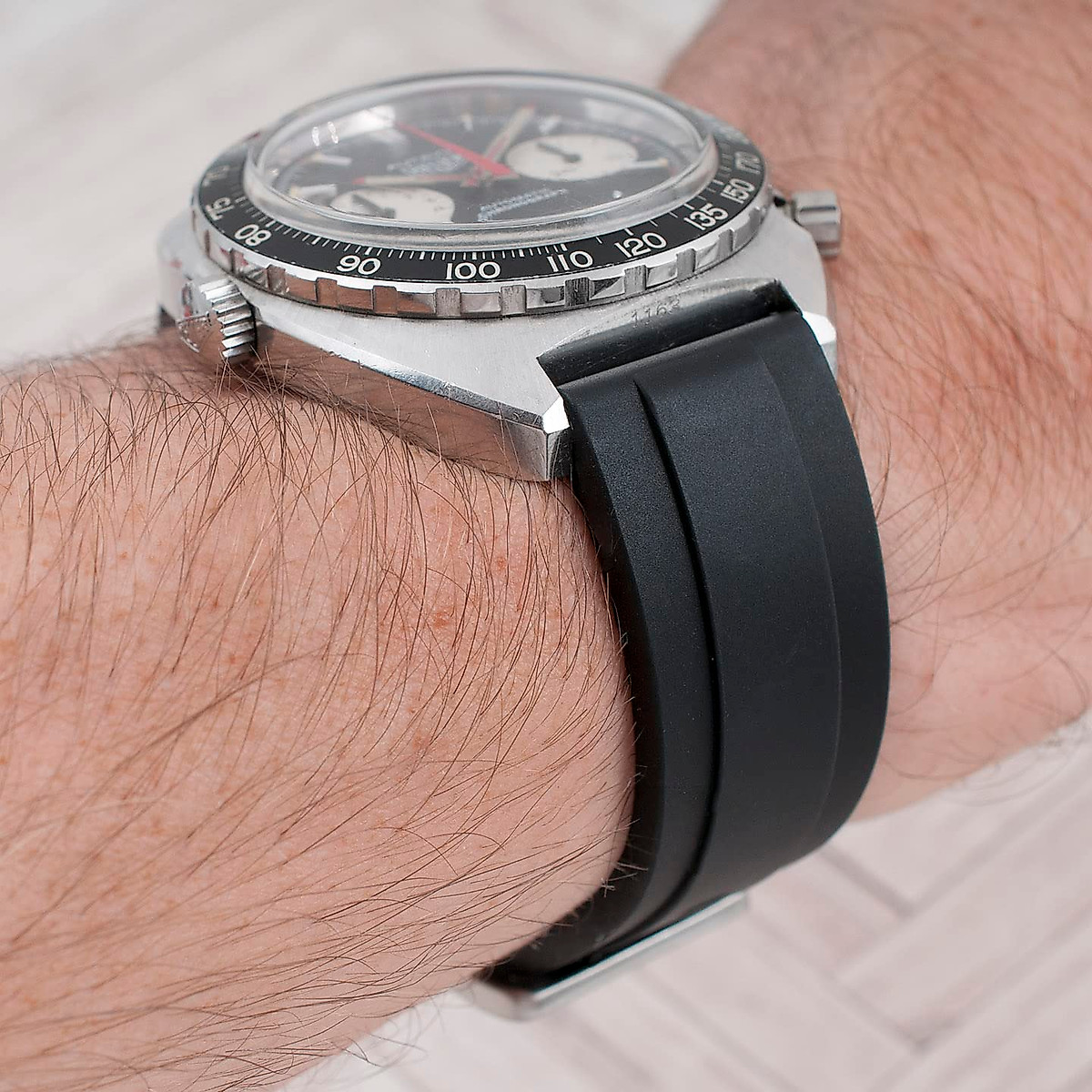 StrapHabit Quick Release Rubber Watch Strap Band FKM 20mm 22mm 24mm (Black, 22mm)