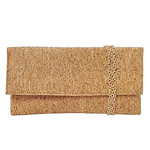 JNB Metallic Cork Clutch, Gold