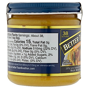 Better Than Bouillon Reduced Sodium Roasted Chicken Base, Made with Seasoned Roasted Chicken & Less Sodium, 38 Servings Per Jar 8 Ounce (Pack of 2)