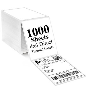 LotFancy 4x6 Direct Thermal Shipping Labels, 1000 Thermal Labels Fanfold with Perforated and Strong Adhesive, White Mailing Labels Compatible with Zebra, Rollo Thermal Printer