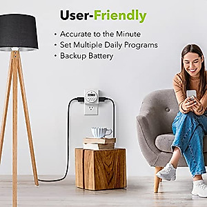 BN-LINK 7 Day Heavy Duty Digital Programmable Timer, FD60 U6, 115V, 60Hz, Dual Outlet, Indoor, for Lamp Light Fan Security UL Listed