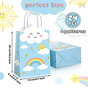 24 Pack Rainbow Present Bags Rainbow Birthday Candy Bags with Handles Goodie Treat Rainbow Gift Bags Colorful Cloud Paper Gift Wrap Bags for Girl Boy Kid Baby Shower Supplies, 8.27 x 5.91 x 3.15 Inch