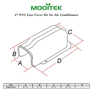 MOOITEK PVC Line Cover Kit Tubing Cover Accessories for Air Conditioners (4" Wall Cover)