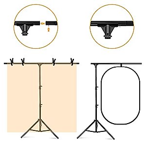 [Upgraded T-Shaped Joint Version] T-Shape Backdrop Stand Kit 6.5x5ft, MOUNTDOG Photo Backdrop Stand Background Support System with 4 Clamps for Photography Video Studio (Backdrop NOT Included)