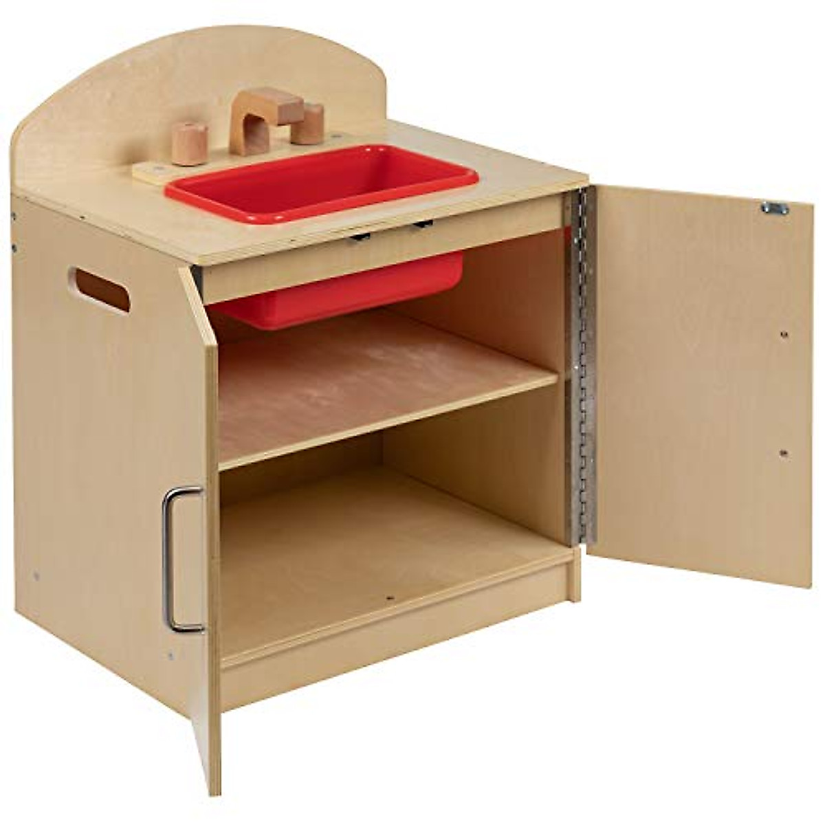 Flash Furniture Hercules Children's Wooden Kitchen Sink for Commercial or Home Use - Safe, Kid Friendly Design, Natural