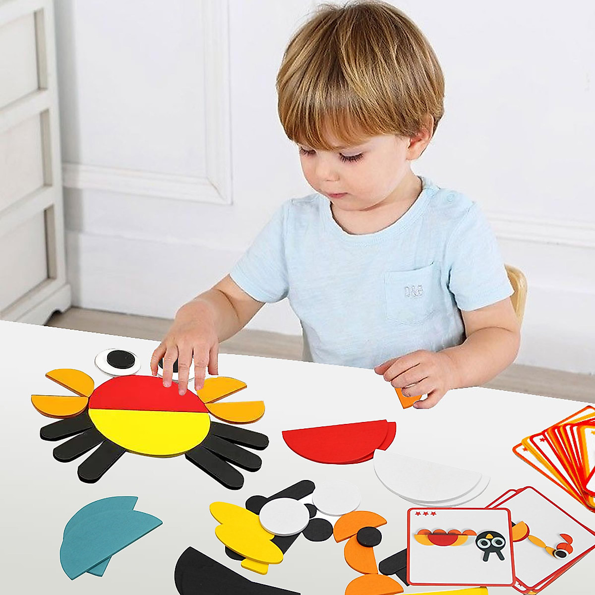 KUTOI Creative Animal puzzles for kids ages 3-5 | wooden shape puzzles for kindergarten classroom play - Educational Tangrams Game Brain Teaser Toy - Ideal STEM brain puzzles for kids.