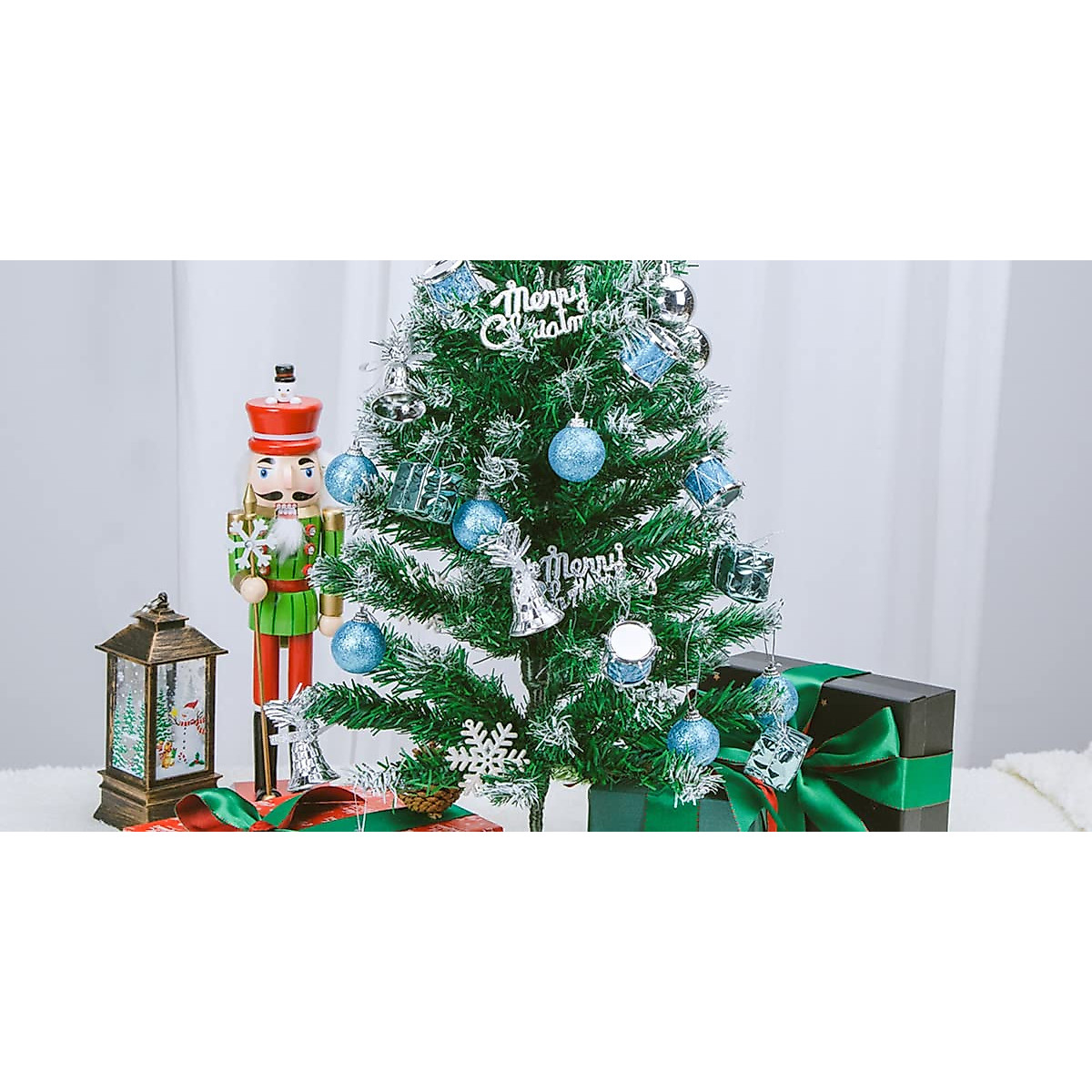 LoveInUSA 32 pcs Christmas Ball Ornaments, Tree Decorations for Xmas, Blue & Silver