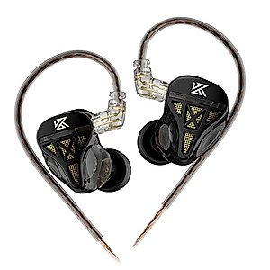 Wired Headphone,KZ DQS HiFi Dynamic Drivers Earphone Earbuds Bass 2pin 3.5mm Sports Music Game Headphone (Black, No Mic)