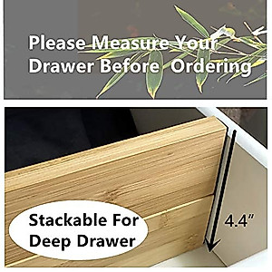 Popin Lover Drawer Adjustable Dividers Bamboo Separators Organization Expandable Organizers 17-22inch for Kitchen Bedroom Bathroom Dresser Baby Drawers & Closet Office 4-pack
