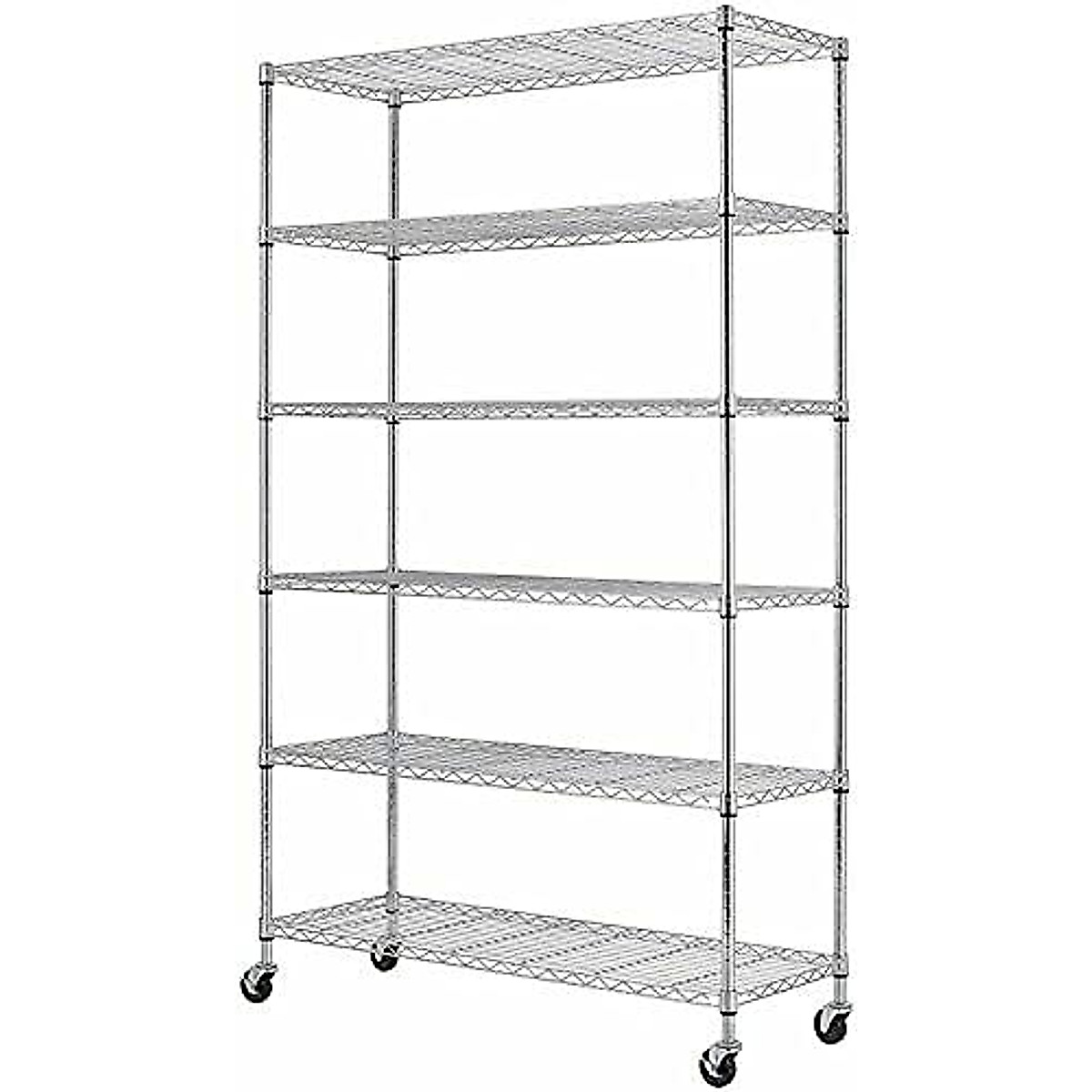 Heavy Duty Wire Storage Shelves 82"x48"x18" Metal Shelving Unit w/Wheels, 2100 LBS Industrial Utility Steel Storage Rack, 6 Tier NSF Garage Shelving Organizer Racks for Garage Kitchen Storage Black