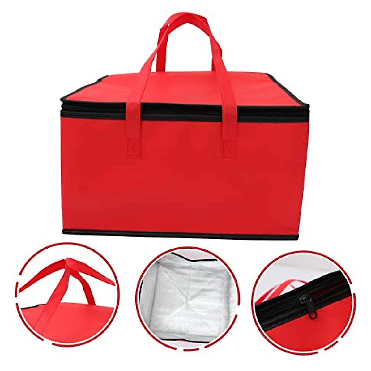 Garneck Insulation Bags Camping Insulated Bag Bento Bag Hot Case for Food Pizza Warmer Bags Camping Heater Cartoon Backpack Hand Bags Fresh Preservation Lunch Bag Non-woven Fabric Red