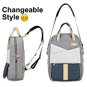 YILANE Diaper Backpack for Mom Daily Outing, Baby Bags for Mom USB Charging Port with Changeable Stroller Straps, Diaper Pad & Extra Bottle Cooler (Gray)