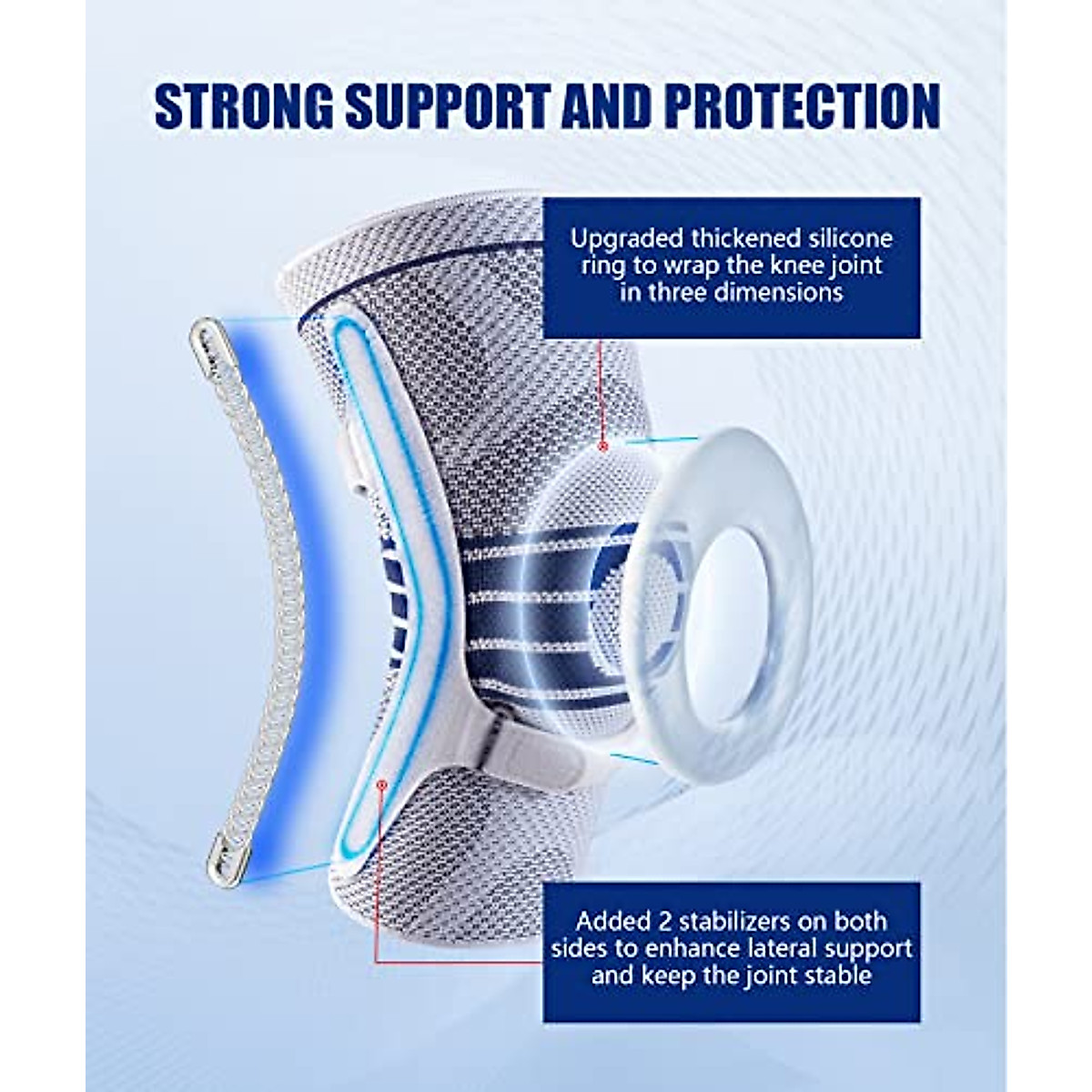 ZEAMO Knee Compression Sleeve with Gel Pad & Side Stabilizers (Medium)