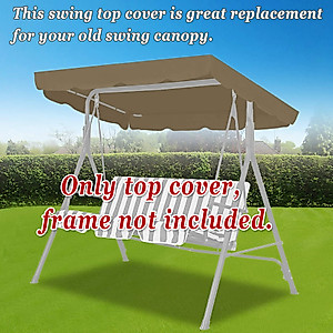 Strong Camel Patio Swing Cover Garden Outdoor Swing Replacement Canopy Cover (73"x52", Taupe)