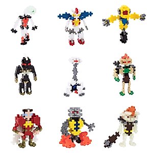 PLUS PLUS Set of 9 Mystery Makers, Stem Building Toy, Party Favor Gifts, Interlocking Mini 3D Puzzle Blocks for Kids - Robots