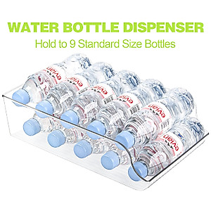 4 Pack Wide Water Bottle Storage Organizer, Soda Can Holder and Dispenser for Cabinets, Pantry, Refrigerator and Freezer