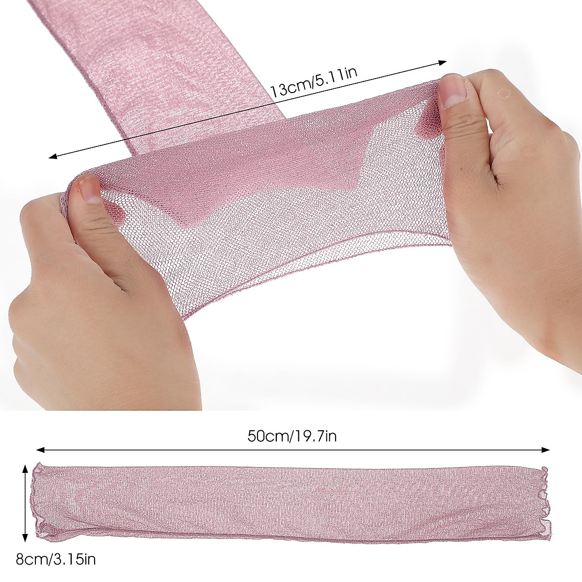 Women's Long Ultra-thin Lace Arm Sleeves Cooling Mesh Tulle Sunscreen Fingerless Arm Sleeves for Party Outdoor Activity (Pink)