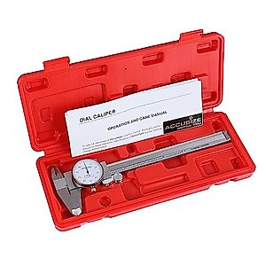 Accusize Industrial Tools 0-6 inch by 0.001 inch Precision Dial Caliper, Stainless Steel, in Fitted Box, P920-S216