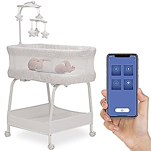 Delta Children SmartSleep Auto Glide Bassinet with Bluetooth, Alloy