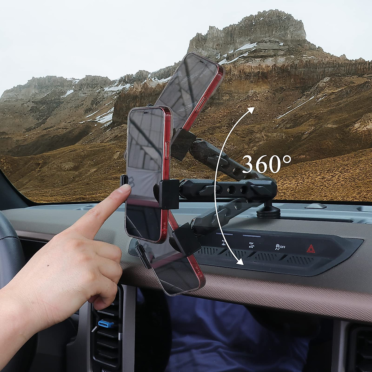 JHD-TOGO for Bronco Dash Phone Holder, Phone Mount for Ford Bronco 2021 2022 2023 2024 2/4 Door Accessories,360°Adjustable Phone Mount Interior Accessories