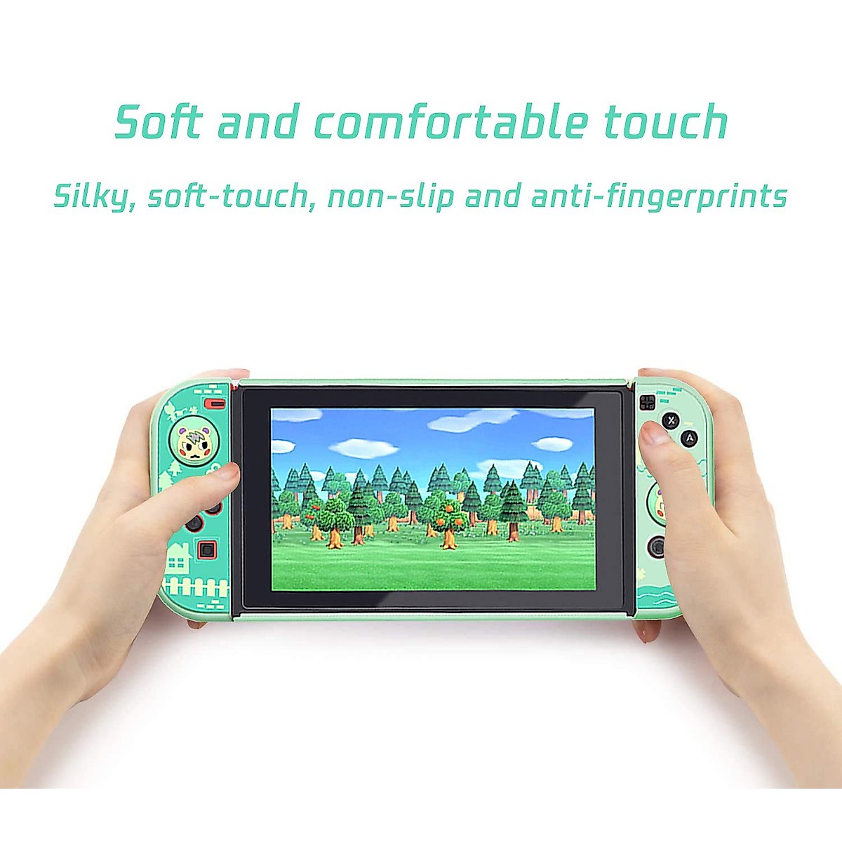 Dockable Case for Nintendo Switch, FANPL Protective Case Cover for Nintendo Switch and Joy Con Controller with 2 Marshal Design Thumb Grips - (for Animal Crossing Island Version)