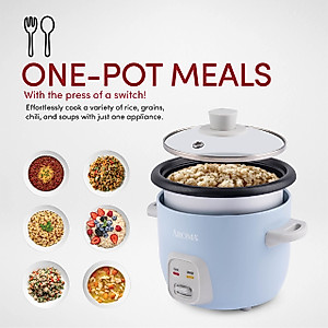 Aroma Housewares 4-Cups (Cooked) / 1Qt. Rice & Grain Cooker (ARC-302NGBL), Blue & 4-Cups (Cooked) / 1Qt. Rice & Grain Cooker (ARC-302NGP), Pink
