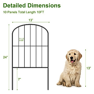 Decorative Garden Fence 10 Pack Animal Barrier Fence 10ft (L) x 24in (H) Rustproof Metal Wire Section Edging Fencing Panel for Outdoor Yard Landscape Patio, Arched