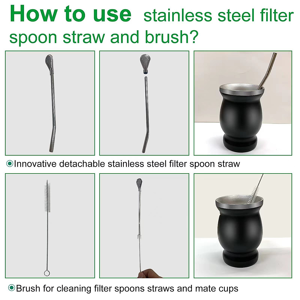 NestEcho Yerba Mate Cup Yerba Mate cup mate Cup Gourd Shape with a double-walled stainless steel structure set kits